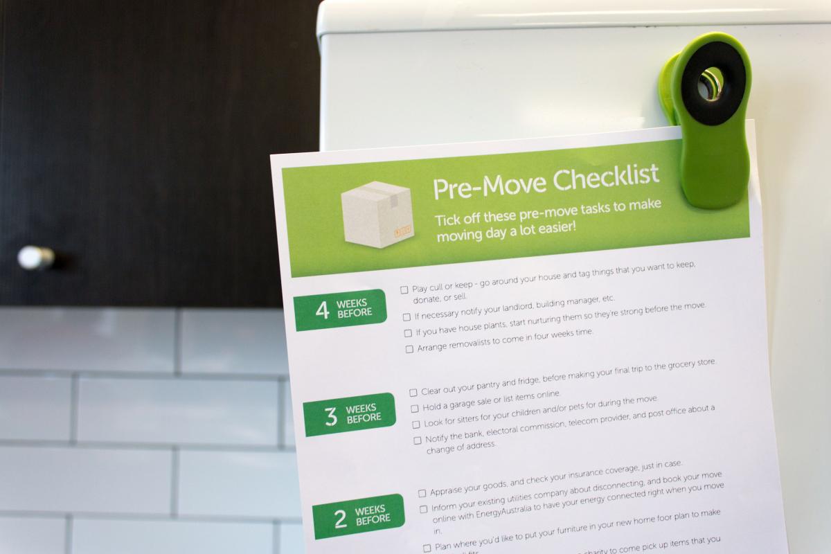 Moving to-do Checklist - Pre-Move Steps to Follow | EnergyAustralia